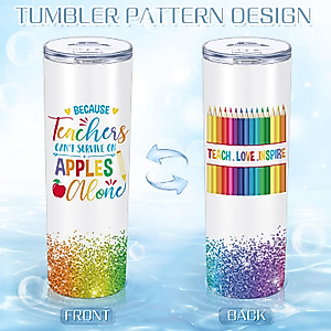 Patelai 2 Pieces Teacher Nurse Appreciation Gifts 20 oz Stainless Steel Water Tumbler with Lid Straw Brushes Thank You Graduation Birthday Gift for Teacher and Nurse(Dreamy)