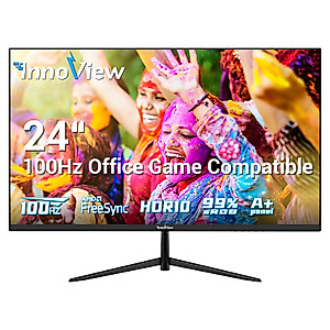 InnoView 24 Inch FHD 100HZ Eyes Care Built-in Speakers Frameless 4000:1 Contrast Ratio Ultra Thin Bezel Professional Computer Office Gaming Monitor