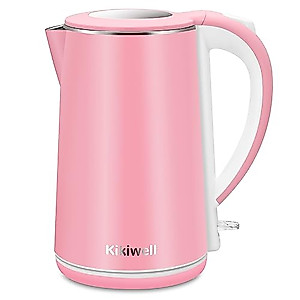 Electric Kettles Stainless Steel for Boiling Water, Double Wall Hot Water Boiler Heater, Cool Touch Electric Teapot, Auto Shut-Off & Boil-Dry Protection, 120V/1200W, 1.8Liter, 2 Year Warranty(Pink)