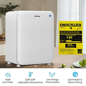 COSTWAY Compact Refrigerator, 2.4 cu ft. Single Door Small Fridge with Auto Defrost, Adjustable Temperature 32℉ to 50℉, Reversible Door, Removable Glass Shelves, Mini Fridge for Bedroom, Apartment, White