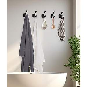 Optish 6 Pack Black Coat Hooks Wall Mount, Heavy Duty Wall Hooks for Hanging, Backpack Hooks for Wall, Metal Towel Hooks for Hanging Hat, Purse, Robe