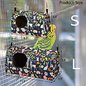 ShuRung Parrot Cockatiel Warm House Bird Nest Bed Winter Hanging Hammock Birds Sleeping Bed Parrot Hideway Bed Polyester Fabric for Parrot Parakeet Cockatiels Budgies Lovebird African Grey (S)