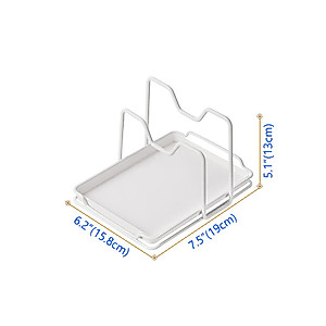 Poeland Pot Lid Holder, 2 Layers Pot Lid Organizer Multifunctional Lid and Spoon Rest Rack with Drip Tray for Pot Lids, Spatulas, Spoons, Cutting Boards