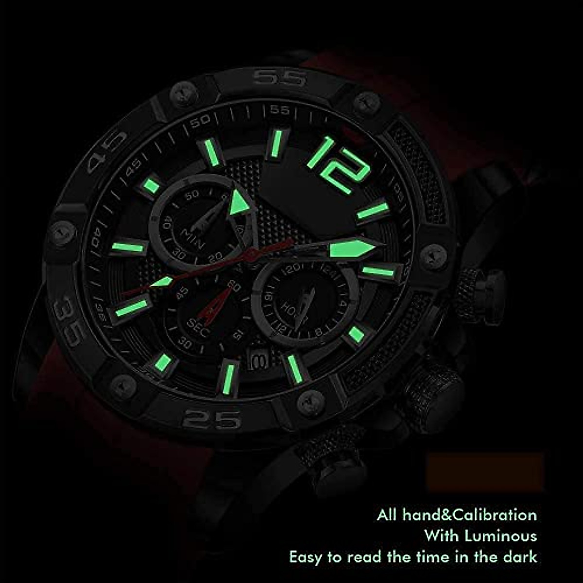 AIMES Mens Watches Sport Military Waterproof Multifunction Chronograph Watch Luminous Blue Silicon Strap Casual Watches for Men Fashion Business Wrist Watch Clock