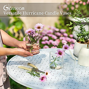 Glasseam Cylinder Vases for Centerpieces, Set of 6 Clear Glass Vases for Flowers, Modern Small Floating Candle Vase Decor, Decorative Hurricane Candle Holders for Home Wedding Table Decorations, 4in