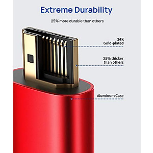 JSAUX HDMI Extension Cable 3.3FT, 4K 60Hz High Speed HDMI Extender Cord Male to Female Adapter Connector (HDR HDCP 2.2), Compatible with Roku TV Streaming Stick, Bluray Player, HDTV, Laptop, PC - Red