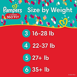 Diapers Size 5, 52 Count - Pampers Pull On Cruisers 360° Fit Disposable Baby Diapers with Stretchy Waistband, Super Pack (Packaging May Vary)