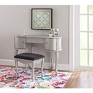 Linon Paloma Vanity Set, 30" x 40.5" x 19.25", Silver