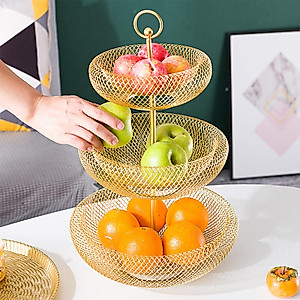 Baoblaze Round Fruit Basket Bowl Holder Vegetable Cake Organizer 3 Tier Countertop Storage Tray for Housewarming, Farmhouse, Table, Counter, Wedding