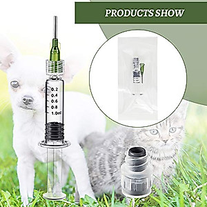 Nuanchu 1 ml Borosilicate Glass Luer Pets Syringe Reusable Glass Syringe with 14 Ga Blunt Tip Fill Individually Packaged Use for Art and Craft, Thick Liquid, Oils, Glue, Ink(24 Pieces)