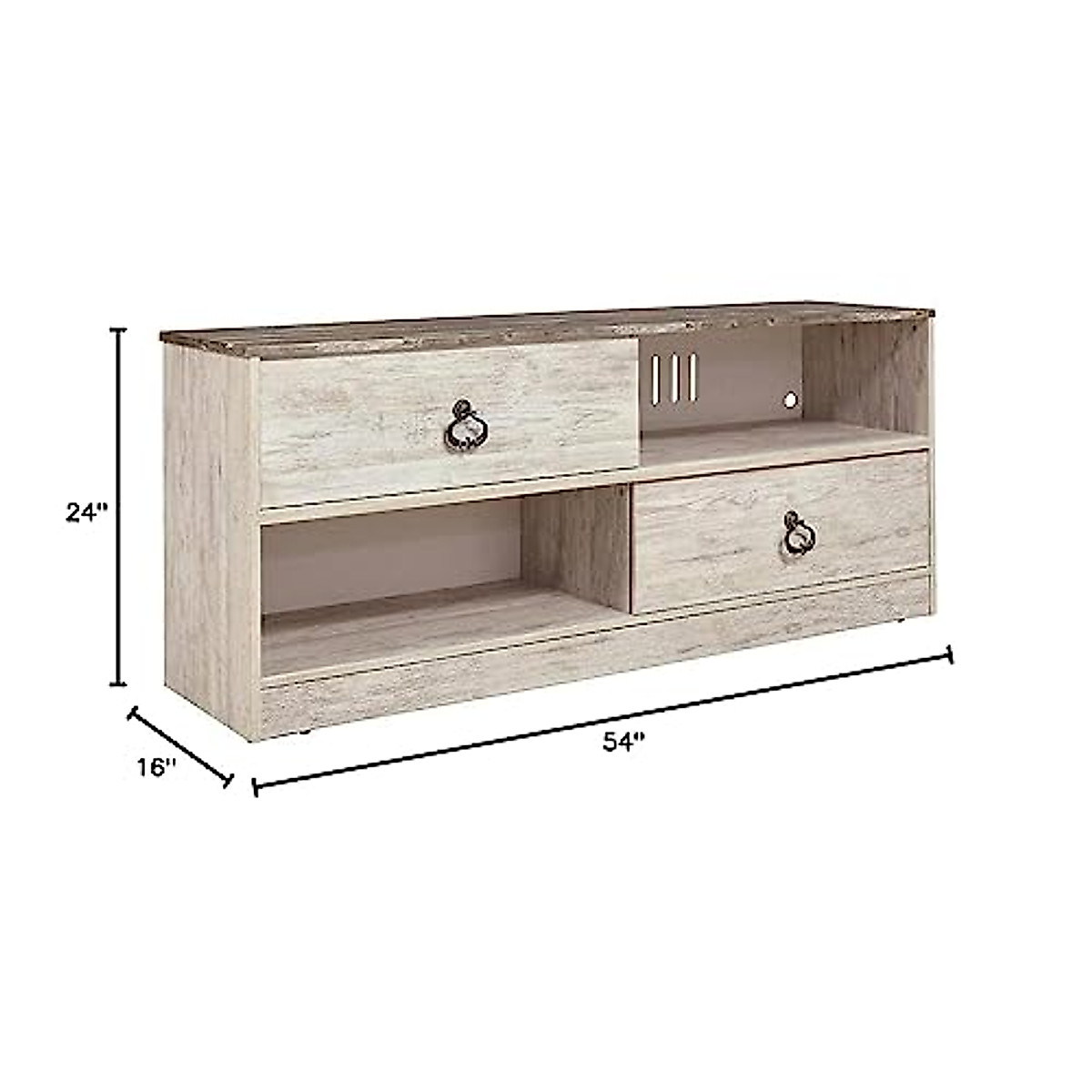 Signature Design by Ashley Willowton Farmhouse TV Stand Fits TVs up to 58”, Whitewash