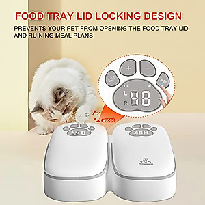 Automatic Cat Feeder Wet Food 2 Cat, 2 Meal Smart Pet Feeder, Low Noise Timed Feeder for Cats & Dogs, Dry or Semi-Moist Pet Food Dispenser, 1-48 Hours Microchip Cat Feeder, Auto-On Smart Pet Feeder