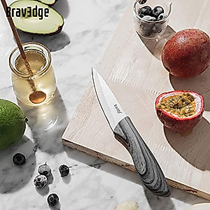 Bravedge 5 PCS Kitchen Knife Set, Kitchen Knives Professional with Sheaths and Gift Box, High Carbon Stainless Steel Ultra Sharp Chef Knife Set for Multipurpose Cooking with Ergonomic Handle