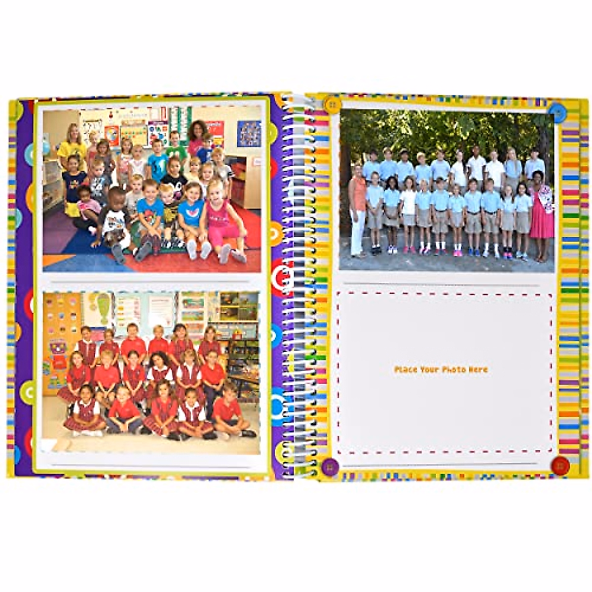 PI Kids School Memory Book Album Keepsake Scrapbook Photo Kids Memories from Preschool Through 12th Grade with Pockets for Storage Portfolio + Bonus 12 Slots to Paste Pictures - of School Pictures