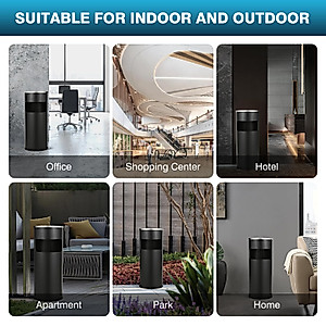 IRONWALLS Outdoor/Indoor Trash Can with Lid, Black Stainless Steel Garbage Can Waste Bin Receptacle Container, Commercial Trash Can Round with Removable Tray & Inner Bucket for Office, Patio, Home