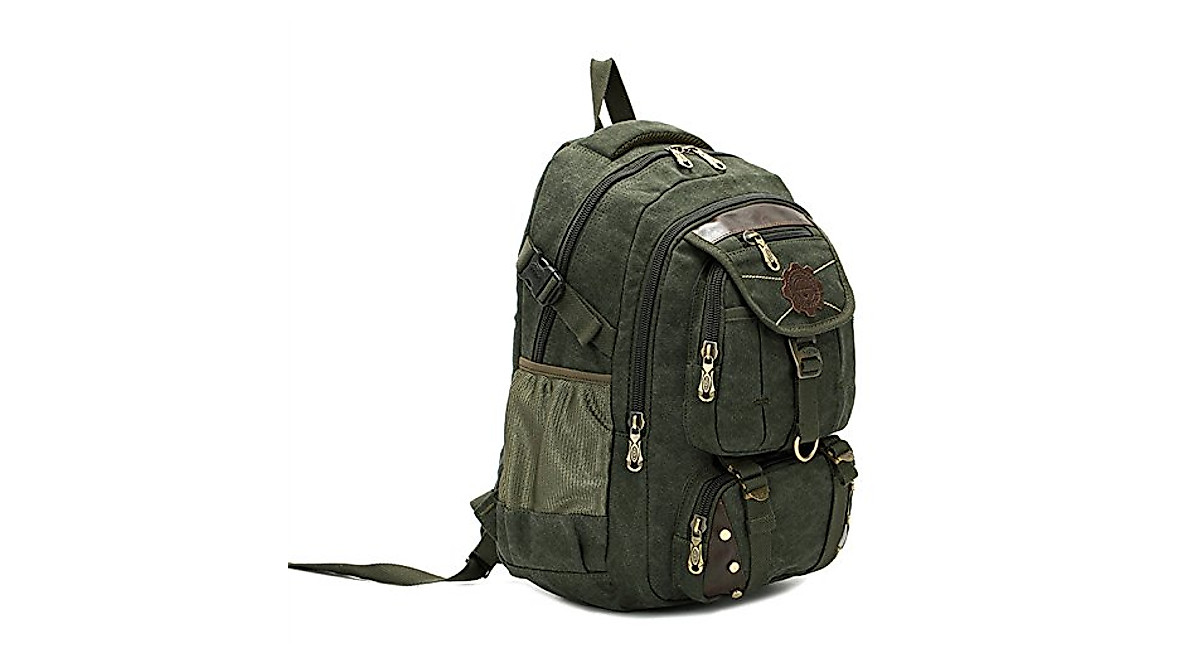 DRF Vintage Canvas Backpack - Durable Military Style Laptop Bag