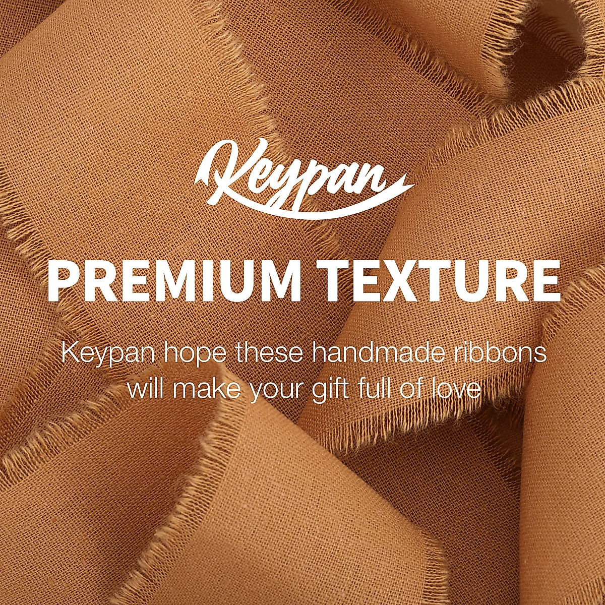 Keypan Brown Ribbon for Gift Wrapping, Handmade Fringe Ribbons for Crafts Bridal Bouquets Wedding Invitation Decorations Cotton 3 Rolls 1.6" x 5 Yards