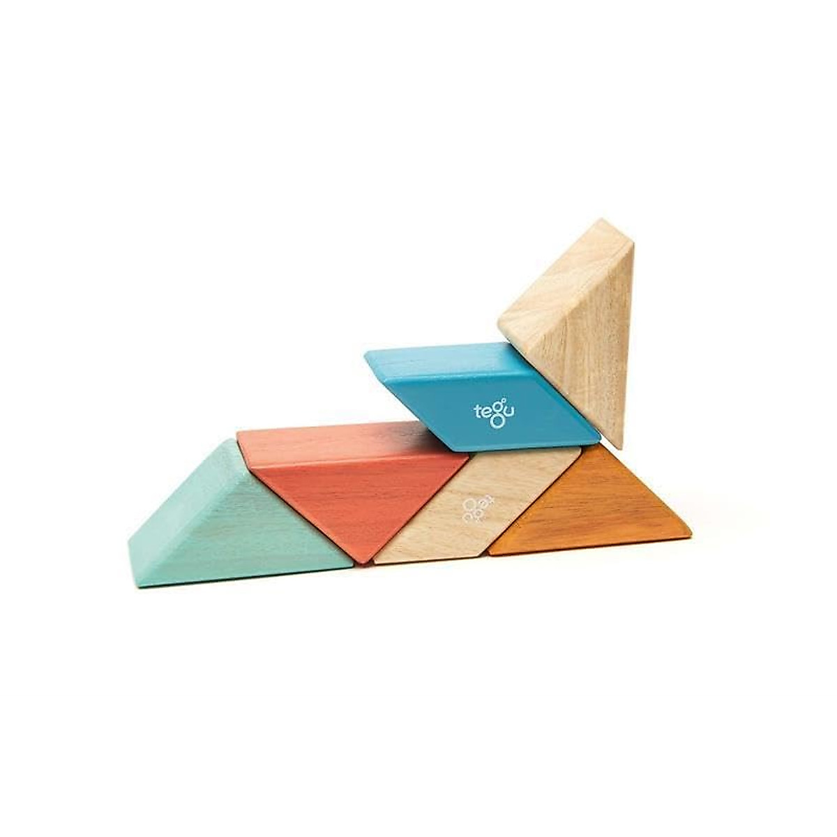 6 Piece Tegu Pocket Pouch Prism Magnetic Wooden Block Set, Sunset