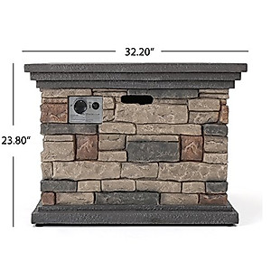 Christopher Knight Home | Crawford | Outdoor Square Propane Fire Pit with Stone