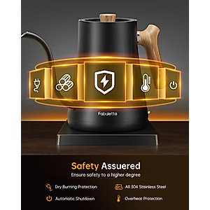 Fabuletta Gooseneck Electric Water Kettle, 3 Minutes Quick Heating, 1200W Pour Over Kettle for Coffee & Tea, Precise Water Flow Control Hot Water Boiler, 100% Stainless Steel Water Boiler