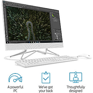 HP 24-inch All-in-One Desktop Computer, AMD Athlon Silver 3050U Processor, 8 GB RAM, 256GB SSD, DVD-Writer, Windows 10 Home(White)
