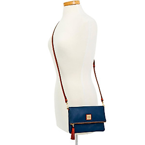 Dooney & Bourke Women's Foldover Zip Crossbody in Pebble Grain Leather, Small Sized Handbag with Adjustable Shoulder Strap, Midnight