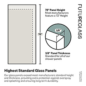 Vela 25.5 in. x 78 in. Fully Frameless Glass Shower Panel - Single Fixed Panel