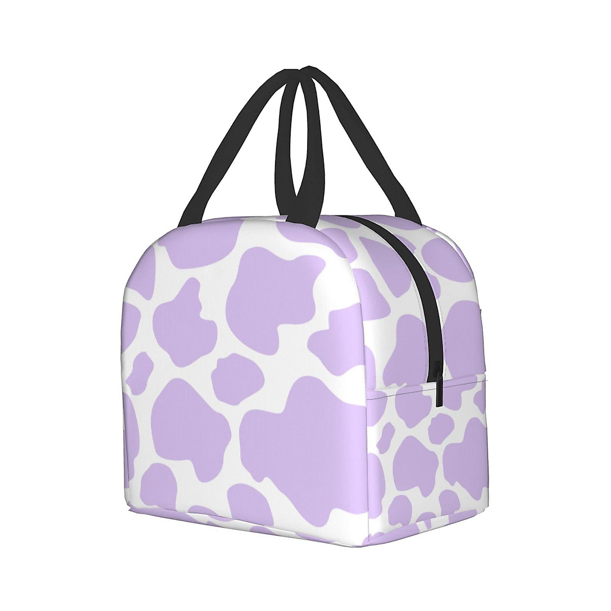 Cow Print Purple Insulated Lunch Bag Reusable Lunch Box Meal Portable Container Tote For Women Work Travel Picnic