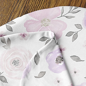 Sweet Jojo Designs Watercolor Floral Baby Girl Cocoon and Beanie Hat 2pc Set Jersey Stretch Knit Sleeping Bag for Infant Newborn Nursery Sleep Wrap Sack - Lavender Purple Pink Grey Shabby Chic Flower