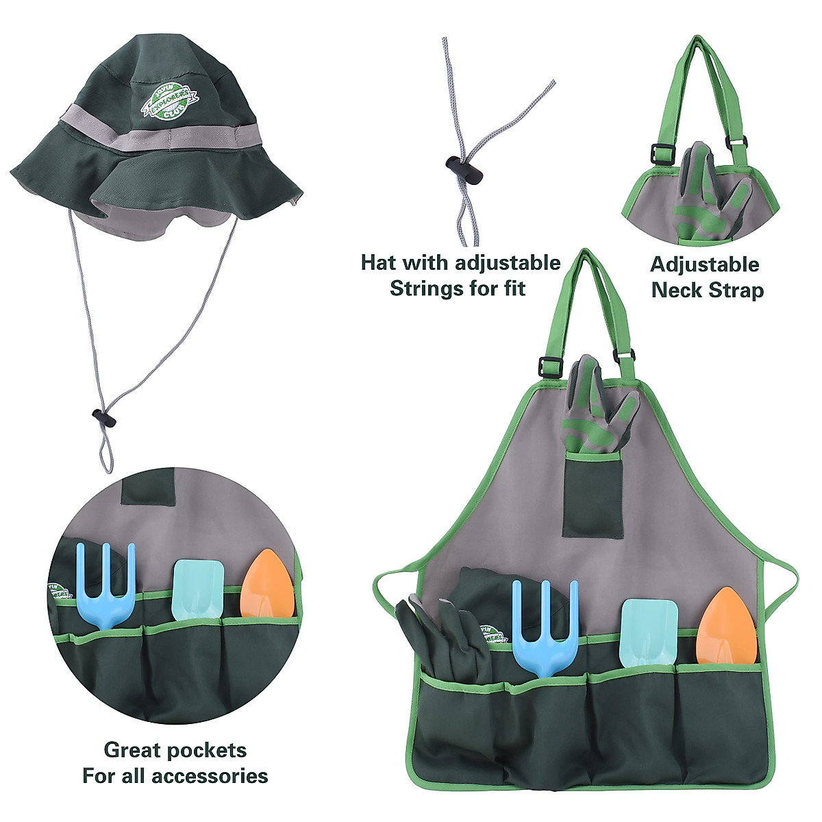 JOYIN Kids Gardening Tool Set Toy Includes Watering Can and Planter, Sun Hat, Gloves, Apron and Kids Gardening Kit Like Shovel, Rake and Trowel, Outdoor Play Gardening Gifts (Dinosaur)