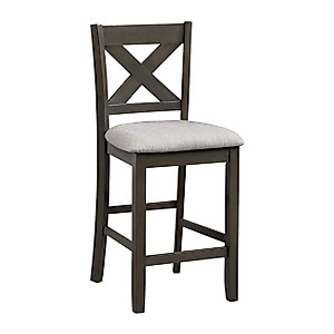 OSP Home Furnishings Century Dining Set Includes Table with Built-in Storage Shelves and 4 Stools, Slate Grey Finish