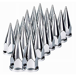 TORQUE 20 pcs of 33mm Chrome Spike Screw-on Lug Nut Covers for Volvo & International & Peterbilt & Kenworth & Mack & Freightliner (Cascadia, Columbia, M2, FLD) Semi Trucks (2 x TR10570)