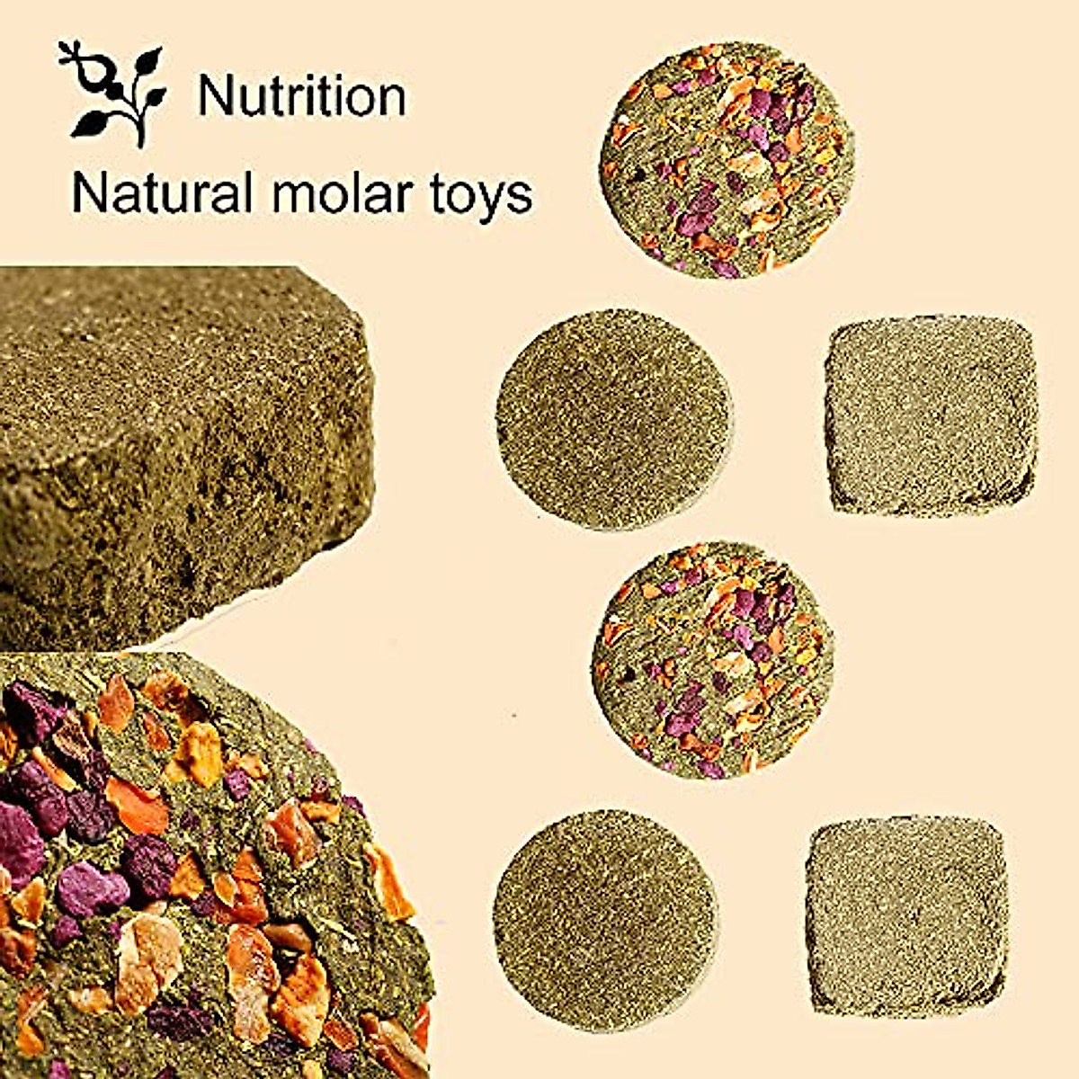 Abizoo Rabbit Treat,Natural Molar Timothy Hay Herbal Floral Scent Snack Chew Toys Gift for Bunny Chinchillas Hamster Gerbils,12 Pcs Small Animals Cage Entertainment Accessories Guinea Pig Treats