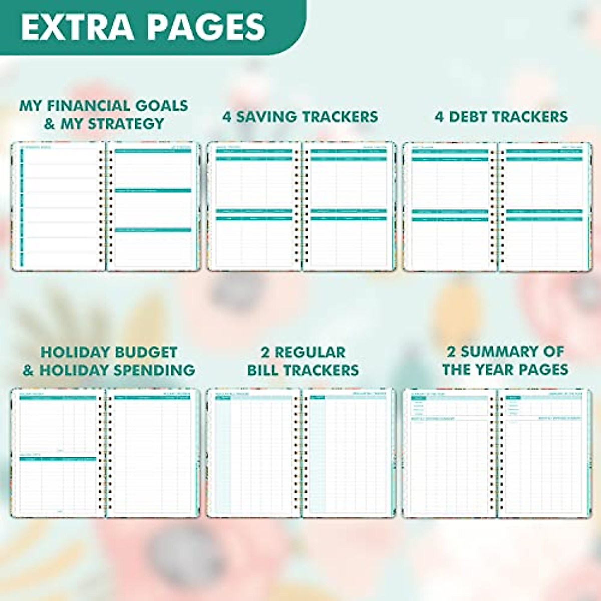 Budget Planner - Budget Book, 12 Month Financial Organizer, Expense Tracker, Undated Finance Planner & Bill Organizer, 8.3" x 6.2" Monthly Budget Book, Account Book, Start Anytime, Inner Pocket, Stickers