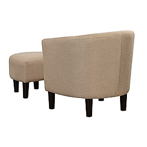 Convenience Concepts Take a Seat Churchill Accent Chair with Ottoman, Tan Fabric