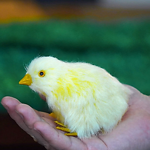 4 Pcs Realistic Plush Little Chick Figurine Lifelike Furry Animal Toy Simulated Chicken Sound Photography Props Easter Chicks Decor 4 Poses