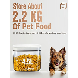 Pet Food Container 5 lbs – Dog/Cat Food Storage Container with Lids BPA Free, 5 lbs Rice/Flour Storage Dispenser for Cereal & Garin, White
