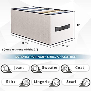 DonYeco 3 Pack Wardrobe Clothes Organizer, 8 Grids Closet Organizer for Jeans, Dimension 15-3/4" x 9-1/2"x 8" (Compartment width: 2")