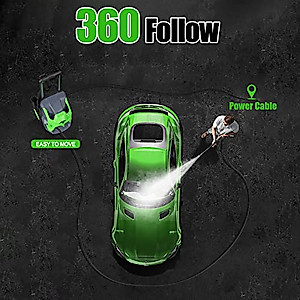 YANICHA Electric Power Washers - 3500 PSI 2.6 GPM Pressure Washer Electric Powered Car Washer with 4 Nozzles Foam Cannon, Clean Cars, Garden, Patio