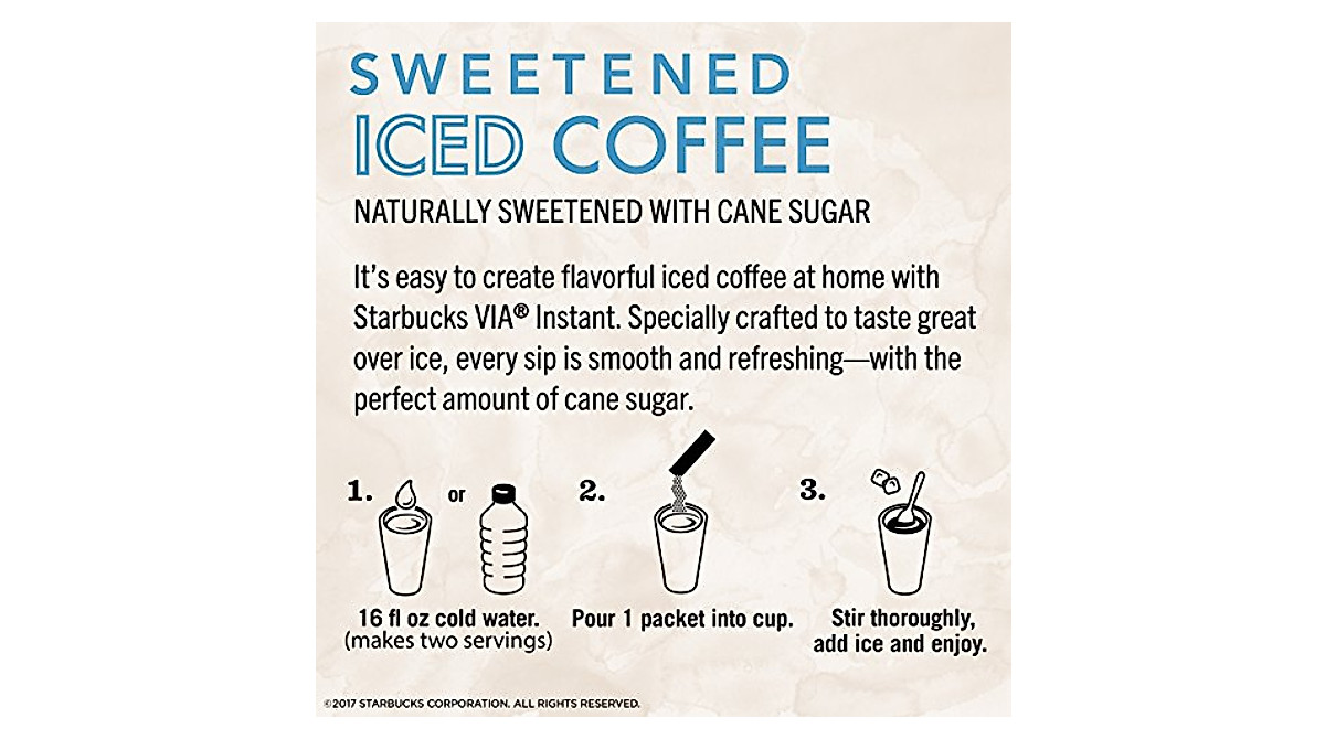 Starbucks VIA Instant Sweetened Iced Coffee Packets | Refreshing Flavor