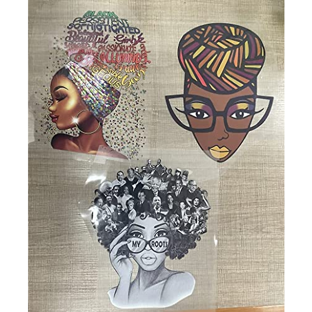 Black Smart Queendom Beauty Iron On Patches for Clothing DIY Transfer Decals on T-Shirt Hoodie Pillow 3Pcs