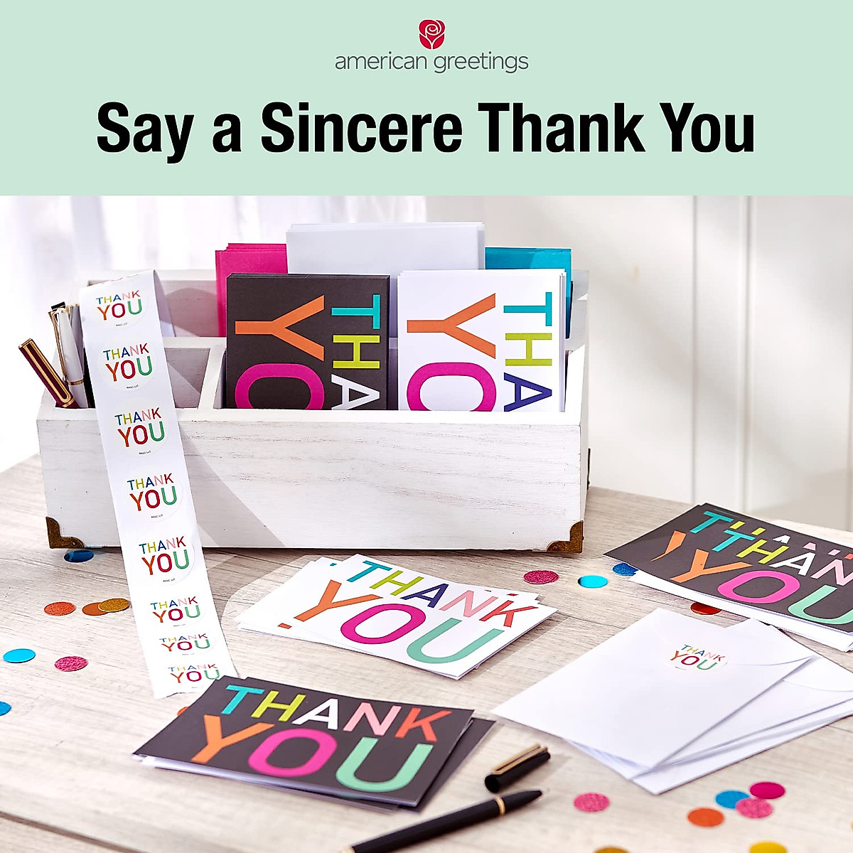 American Greetings Holiday Thank you Cards with Envelopes, Red Snowflakes (25-Count)