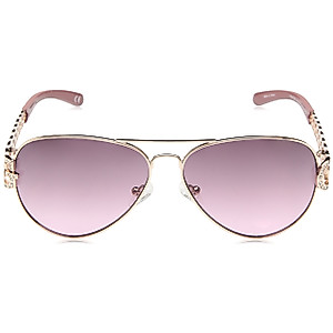 GUESS Women's Metal Aviator Sunglasses, RGLD-45, 63 mm