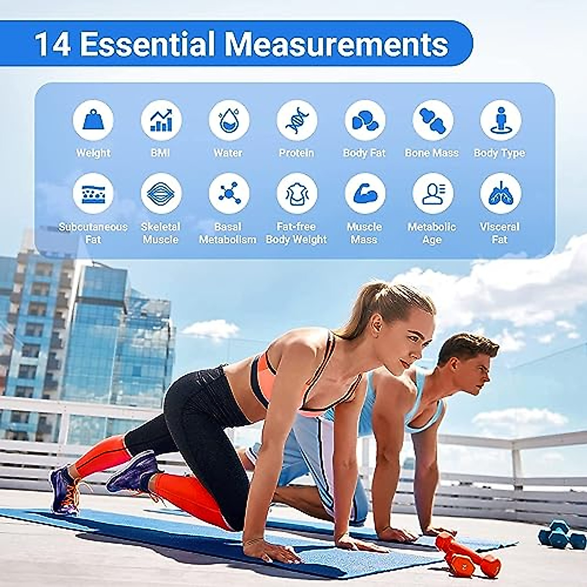 Bluetooth Scale for Body Weight, Living Enrichment Smart Body Fat Weight BMI Bathroom Scales for Body Weight and Fat, High Accuracy Sensor, Body Composition Scales Monitor with Smartphone App, 400 lbs