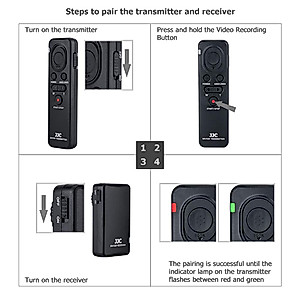 JJC RMT-VP1K Wireless Remote Control for Sony ZV-1 A7IV A7R V IV A7SIII A9 III FX30 FX3 A6000 A6100 A6300 A6400 A6600 RX100 VII FDR-AX33 AX43 AX53 AX100 AX700 HDR-CX405 CX440 CX455 CX675 CX900 & More