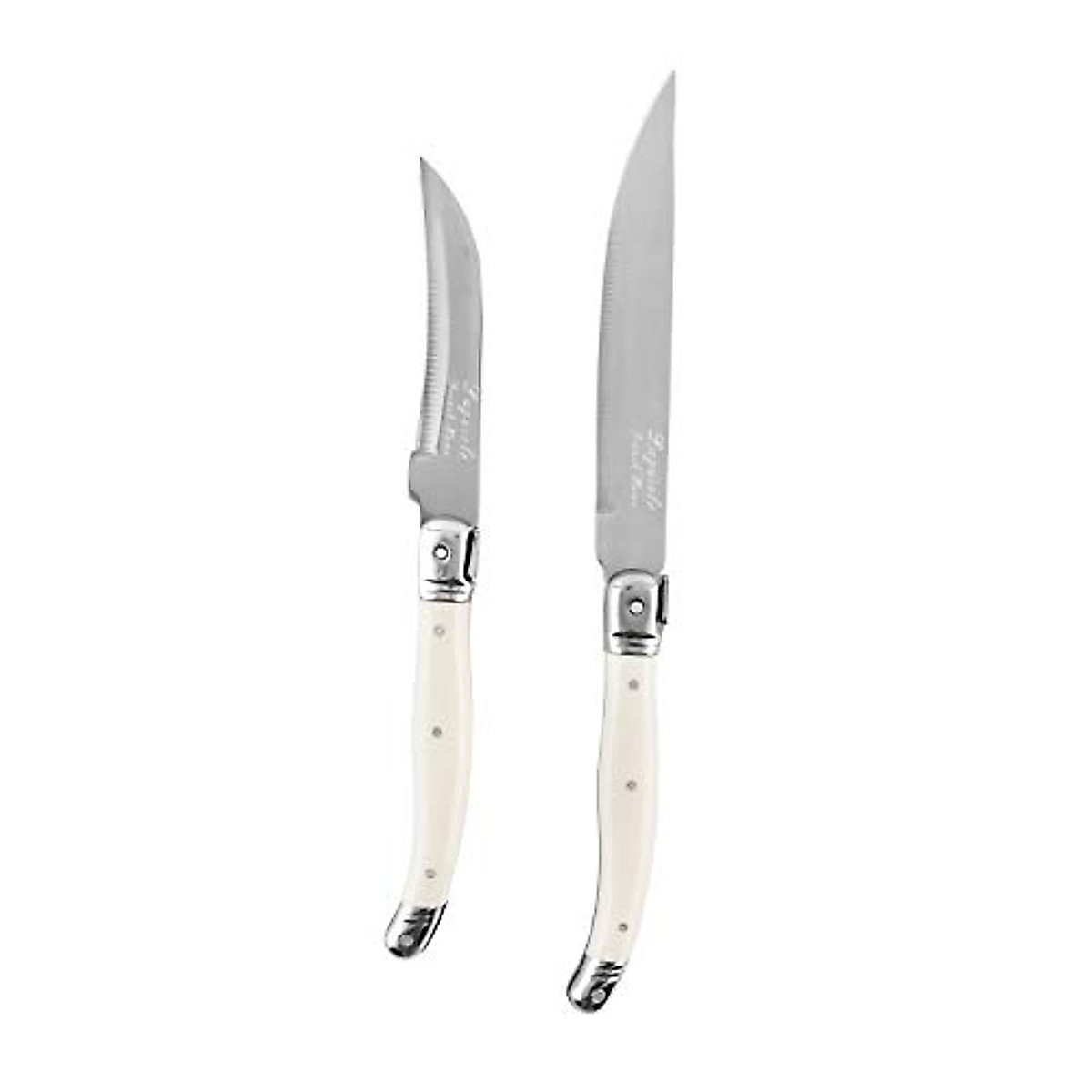 Laguiole 2-Piece Citrus Knife Set – Stainless Steel Fruit Peeler Knife & Garnish Knife – Dishwasher Safe Fruit Knife Set – Luxurious Kitchen Knife Set for Wedding, Parties & More (Faux Ivory)