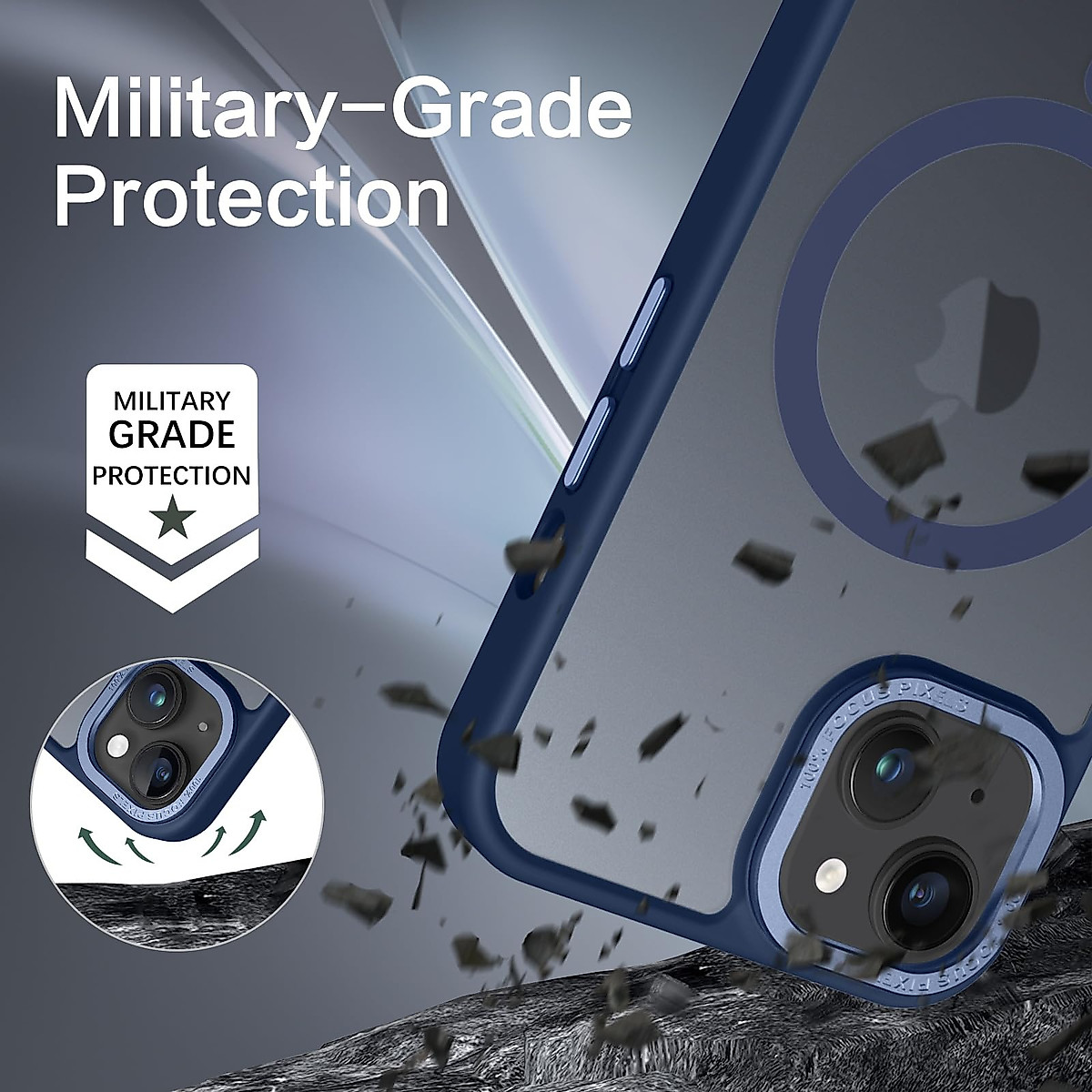 BENTOBEN Magnetic for iPhone 13 Case & iPhone 14 Case [Compatible with Magsafe] Translucent Matte Phone Case iPhone 13/14 Slim Shockproof Women Men Protective Cover for iPhone 13/14 6.1", Navy Blue