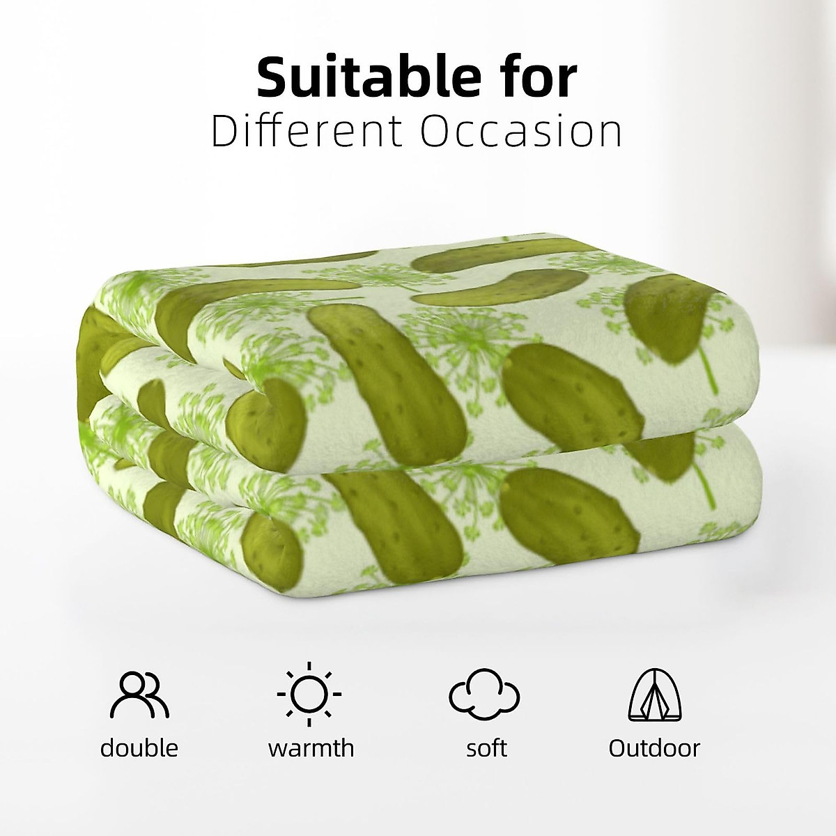 New Dill Pickles Throw Blankets Flannel Blanket Pickles Blanket Soft Bed Throw Blanket Luxurious Warm Cozy Throw Blanket All-Season for Couch Sofa Bed for Adults Kids Boys Teens Gift 50"x40"
