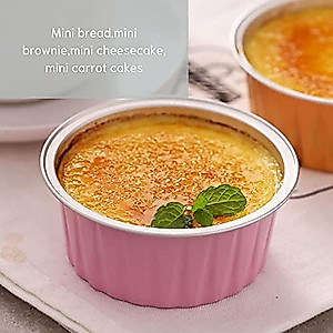 Mini Aluminum Foil Cupcake Baking Cups with Lids (40pcs, 5oz) Round Cupcake Foil Liners Tart Pie Tin Pan Holder - Disposable Mini Cake Containers Flan Molds for Pudding, Souffle, Party, Wedding