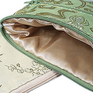 kilofly 2 pc Chinese Silk Brocade 2 Zipper Pocket Tassel Jewelry Bag Gift Pouch